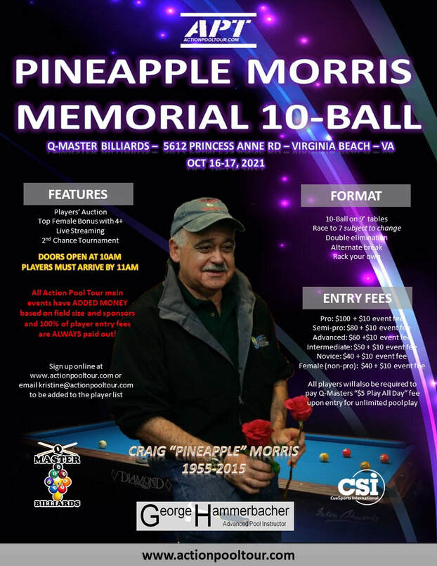Action Pool Tour 2021 - Pineapple Morris Memorial 10-Ball – Cuesports Live